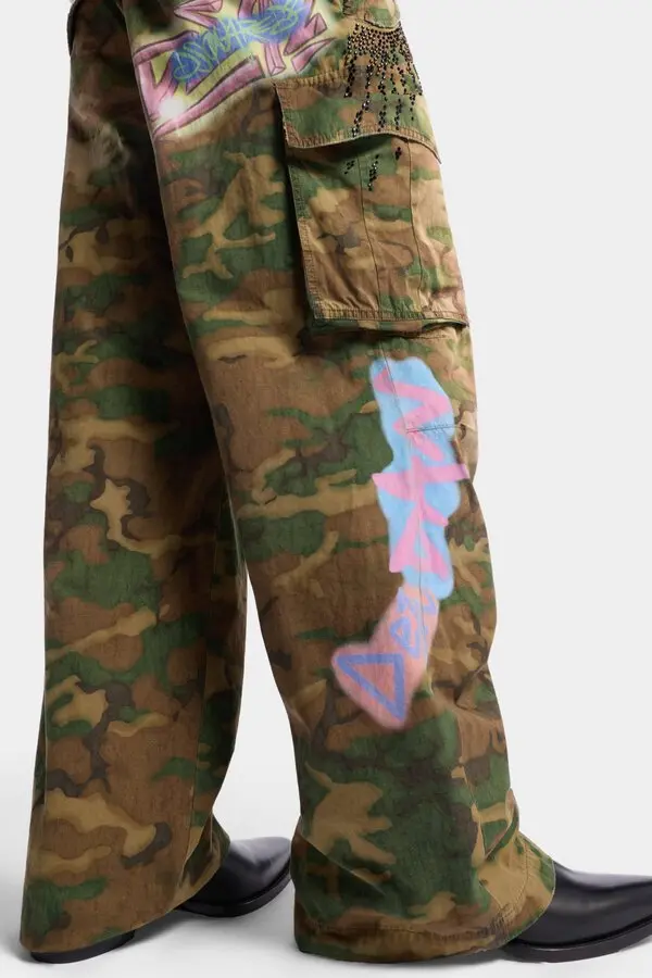 Dsquared2 Rebel Tag Wide Cargo Pants