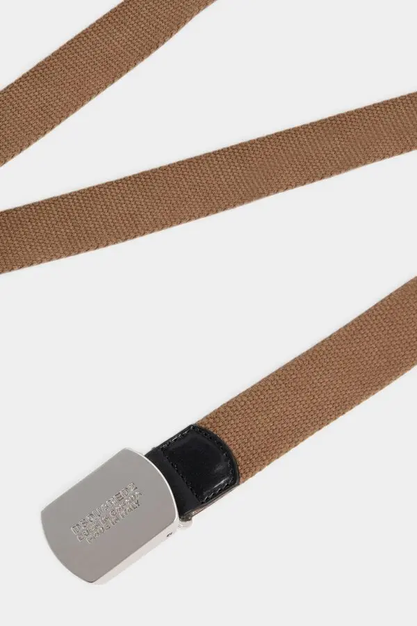 Dsquared2 Logo Plaque Belt - Beige