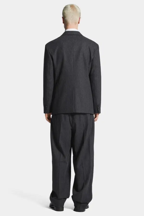 Dsquared2 Striped Wool Suit With Baggy Trousers