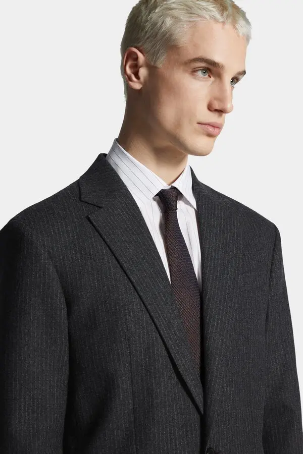 Dsquared2 Striped Wool Suit With Baggy Trousers