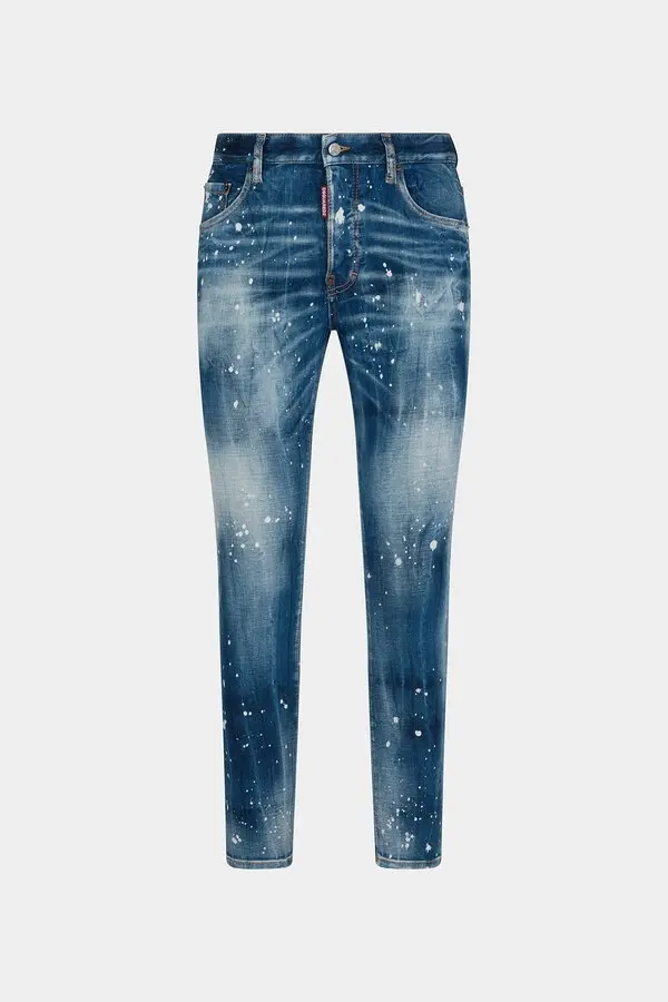 Dsquared2 Medium Wash Skinny Jeans With Distressed Details - Blue