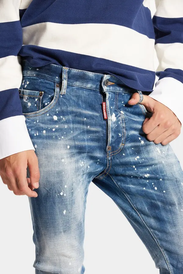 Dsquared2 Medium Wash Skinny Jeans With Distressed Details