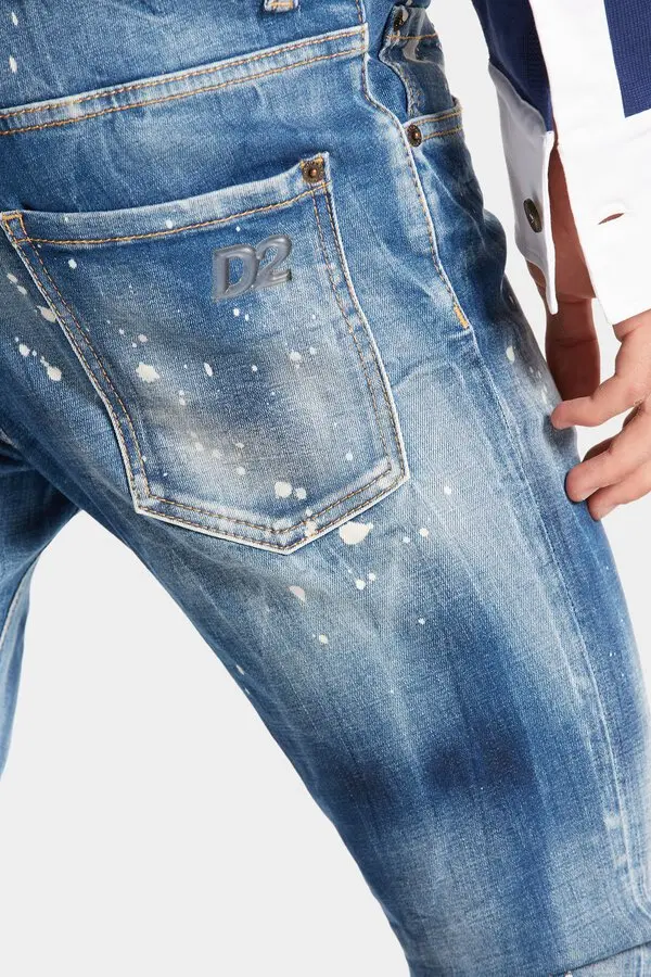 Dsquared2 Medium Wash Skinny Jeans With Distressed Details