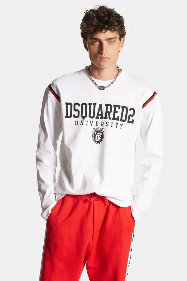 Dsquared2 Varsity Fit Long Sleeve T-shirt - White