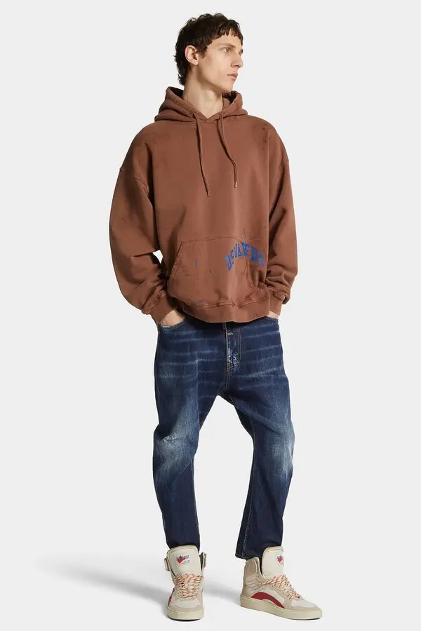 Dsquared2 Loose Fit Denim Jeans With Whiskering