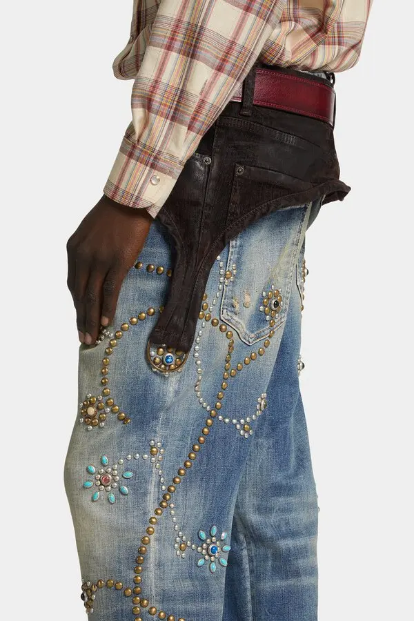 Dsquared2 Medium Wash Embellished Jeans
