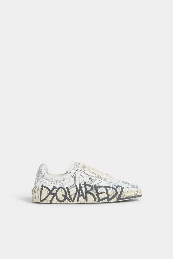 Dsquared2 Calf Leather Graffiti Low Top Sneakers - Fantasy