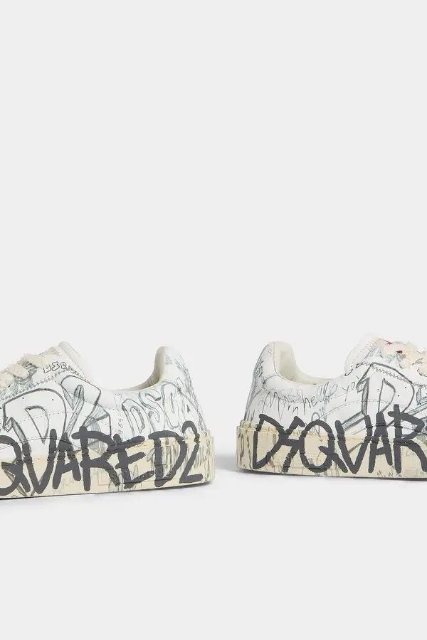 Dsquared2 Calf Leather Graffiti Low Top Sneakers - Fantasy