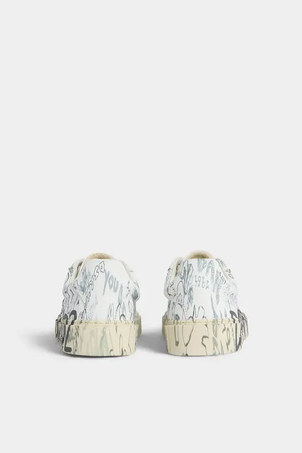 Dsquared2 Calf Leather Graffiti Low Top Sneakers - Fantasy