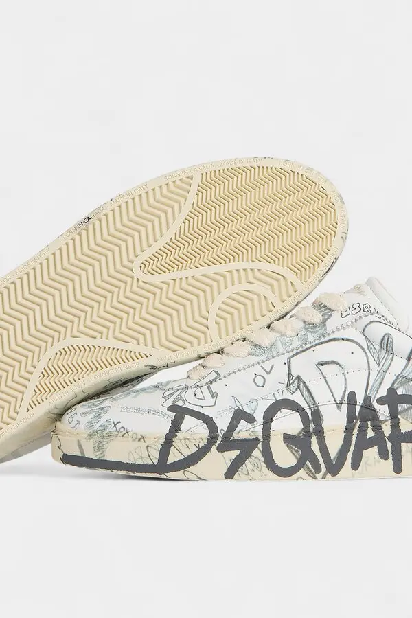 Dsquared2 Calf Leather Graffiti Low Top Sneakers - Fantasy