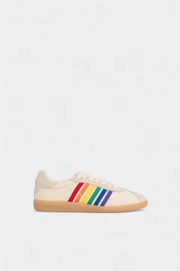 Dsquared2 Suede And Mesh Rainbow Stripe Sneakers - White