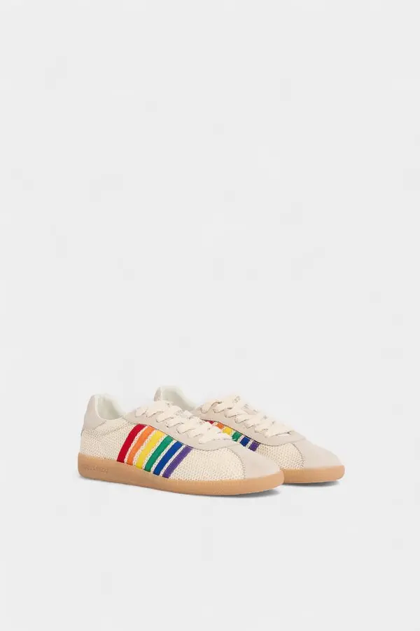 Dsquared2 Suede And Mesh Rainbow Stripe Sneakers - White