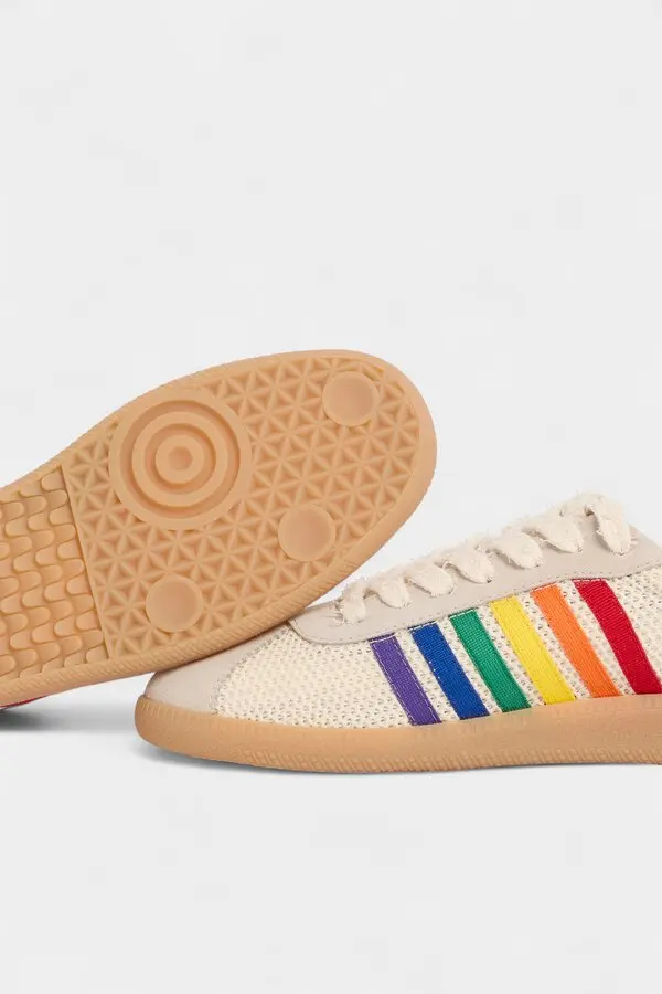 Dsquared2 Suede And Mesh Rainbow Stripe Sneakers - White