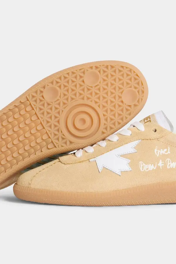 Dsquared2 Low-top Suede And Leather Sneakers With Maple Leaf Motif - Sand