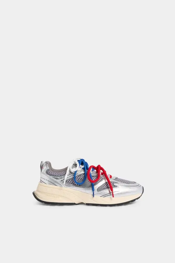 Dsquared2 Sprinter Sneakers With Metallic Leather - Silver