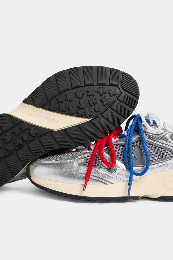 Dsquared2 Sprinter Sneakers With Metallic Leather - Silver