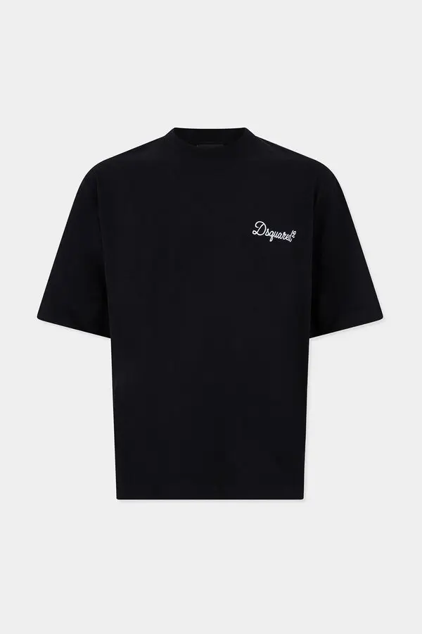 Dsquared2 Signature Loose Fit T-shirt With Embroidered Logo - Black