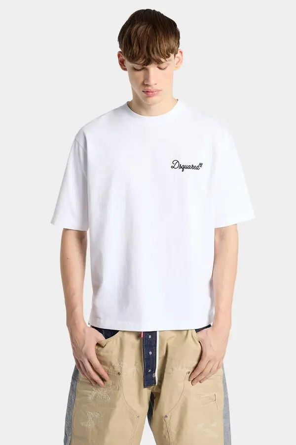 Dsquared2 Signature Loose Fit T-shirt With Embroidered Logo - White