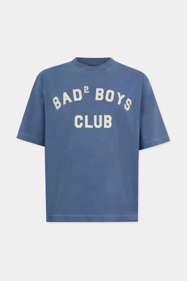 Dsquared2 Vintage Fade Loose Fit "bad Boys Club" Cotton T-shirt - Blue