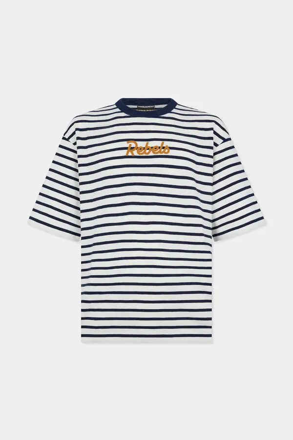 Dsquared2 Rebels Striped Cotton T-shirt - Fantasy
