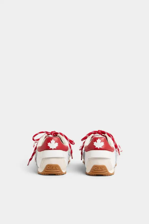 Dsquared2 Dc-642 Lace-up Suede And Denim Sneakers - White