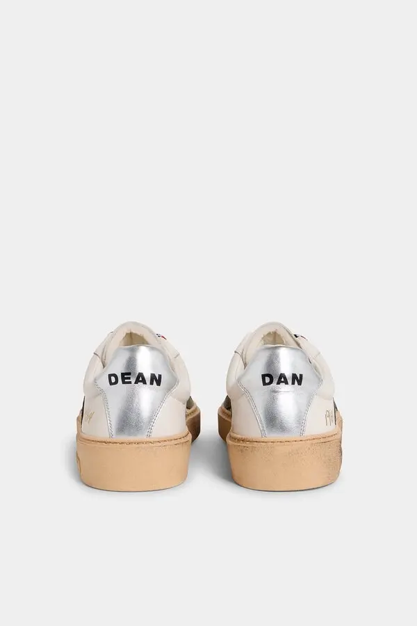 Dsquared2 Rider Sneakers With Crackled Trim And Suede Accents - White