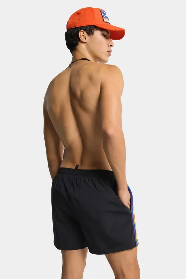 Dsquared2 Mid-cut Swim Boxer With Rainbow Sidebands