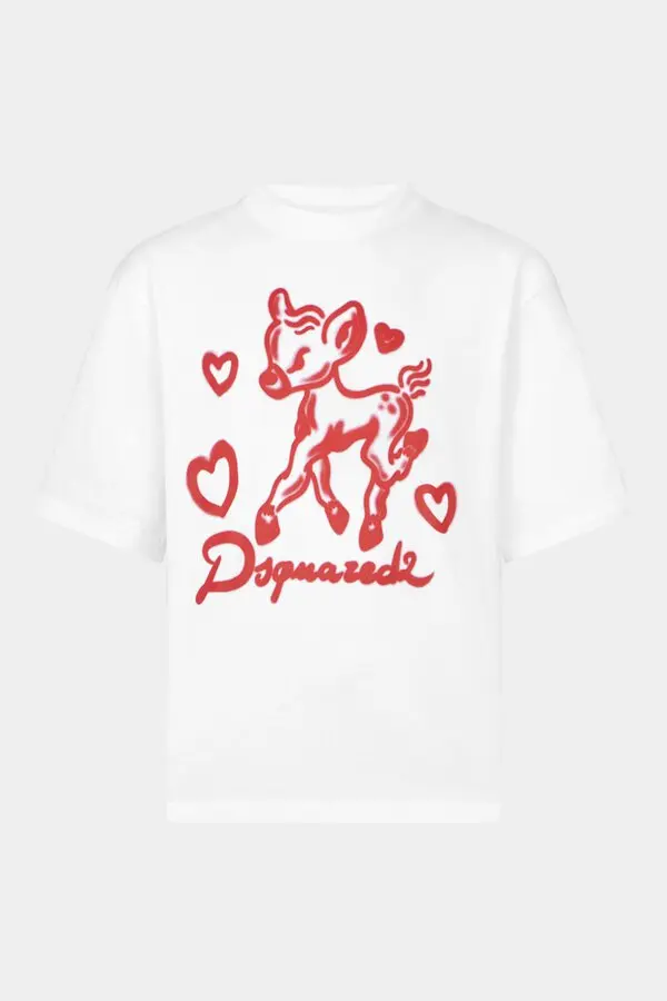 Dsquared2 Bambi Graphic Loose Fit T-shirt - White