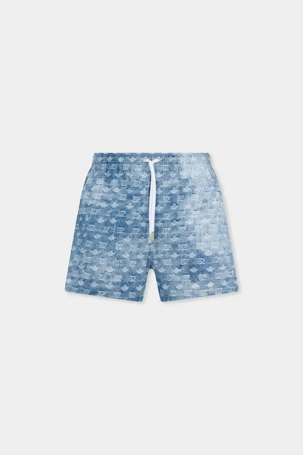 Dsquared2 Monogram Midi Swim Boxer - Light Blue