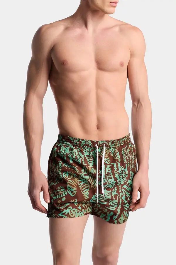 Dsquared2 Rebel Hibiscus Midi Swim Boxer