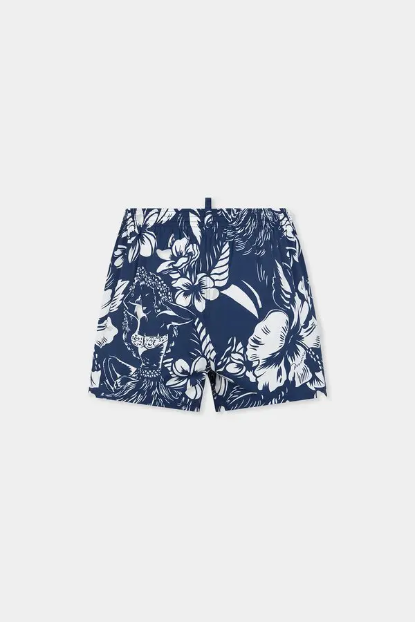 Dsquared2 Dancing Flowers Midi Swim Boxer - Fantasy
