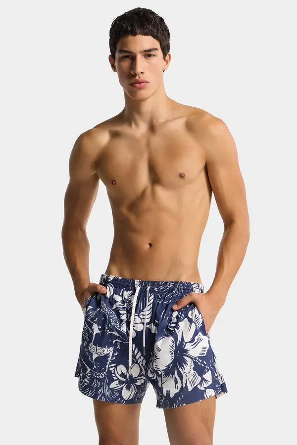 Dsquared2 Dancing Flowers Midi Swim Boxer - Fantasy