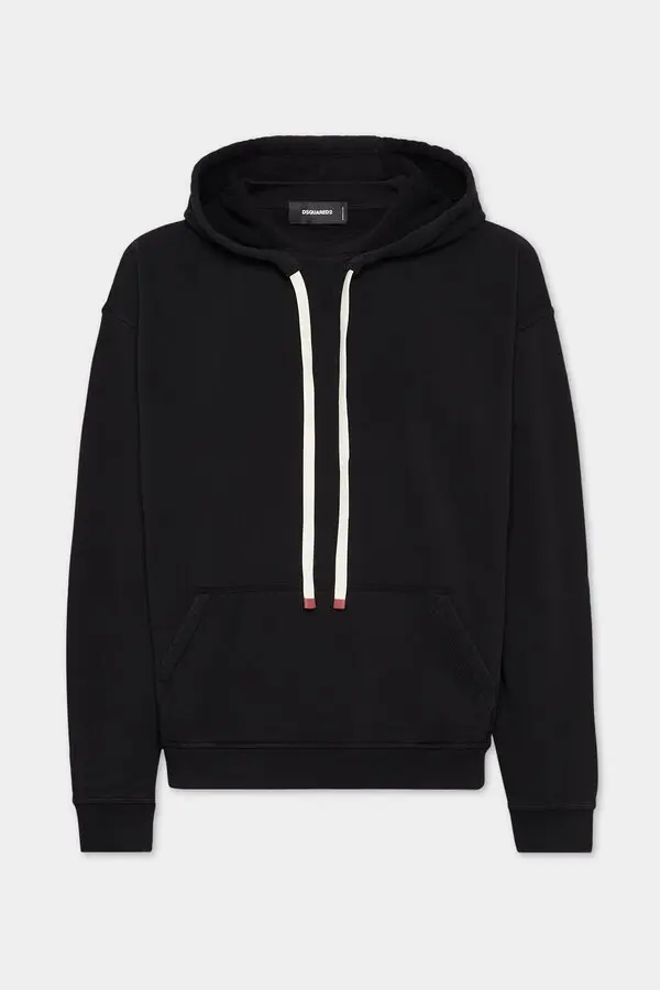 Dsquared2 Relaxed Fit Logo Drawstring Hoodie - Black