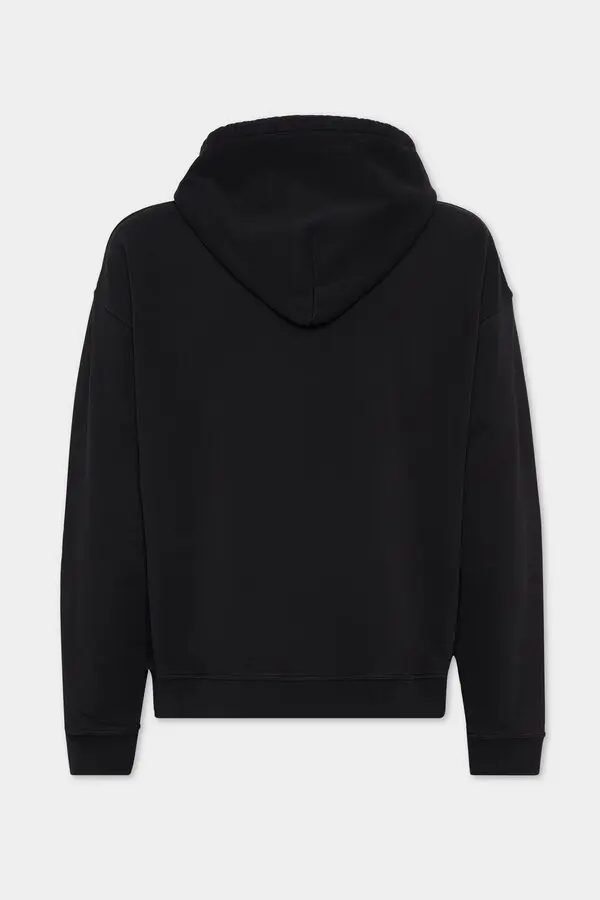 Dsquared2 Relaxed Fit Logo Drawstring Hoodie - Black