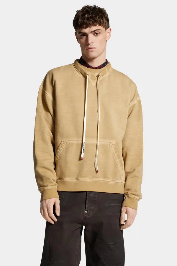 Dsquared2 Relaxed Fit Drawstring Crewneck With Logo Detail