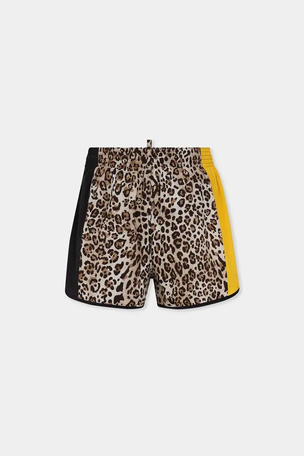 Dsquared2 Leopard Print Swim Shorts With Logo Detail