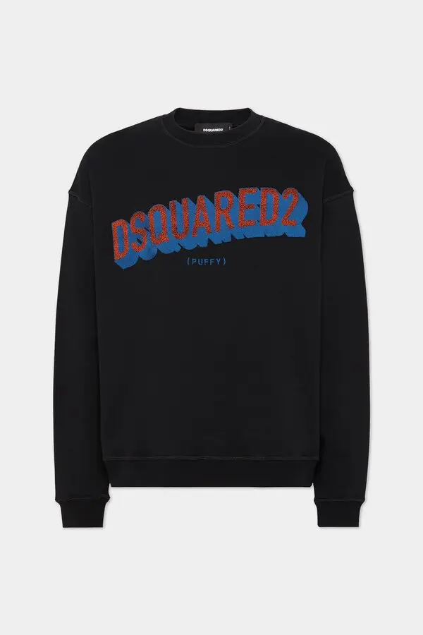 Dsquared2 Relaxed Fit Tactile Logo Crewneck - Black