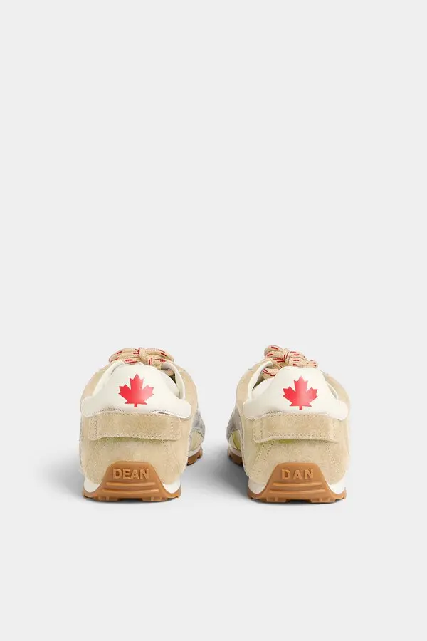 Dsquared2 Suede Lace-up Sneakers With Maple Leaf Outsole - Beige