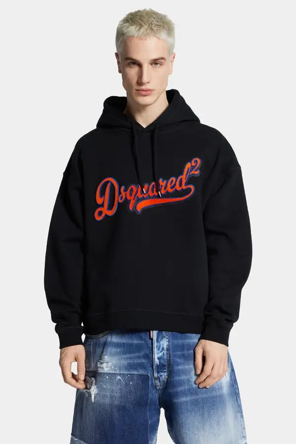 Dsquared2 Relaxed Fit Hoodie With Sponge Patch - Black