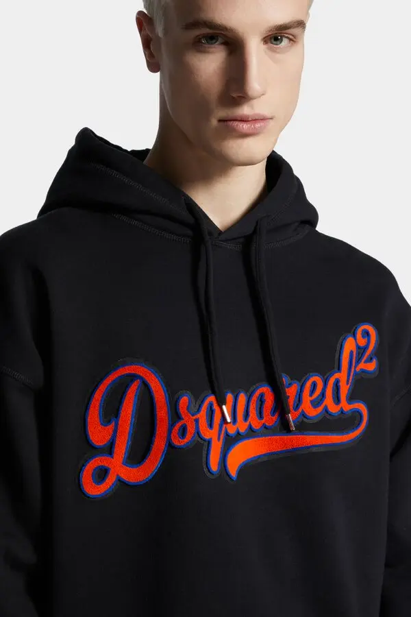 Dsquared2 Relaxed Fit Hoodie With Sponge Patch - Black