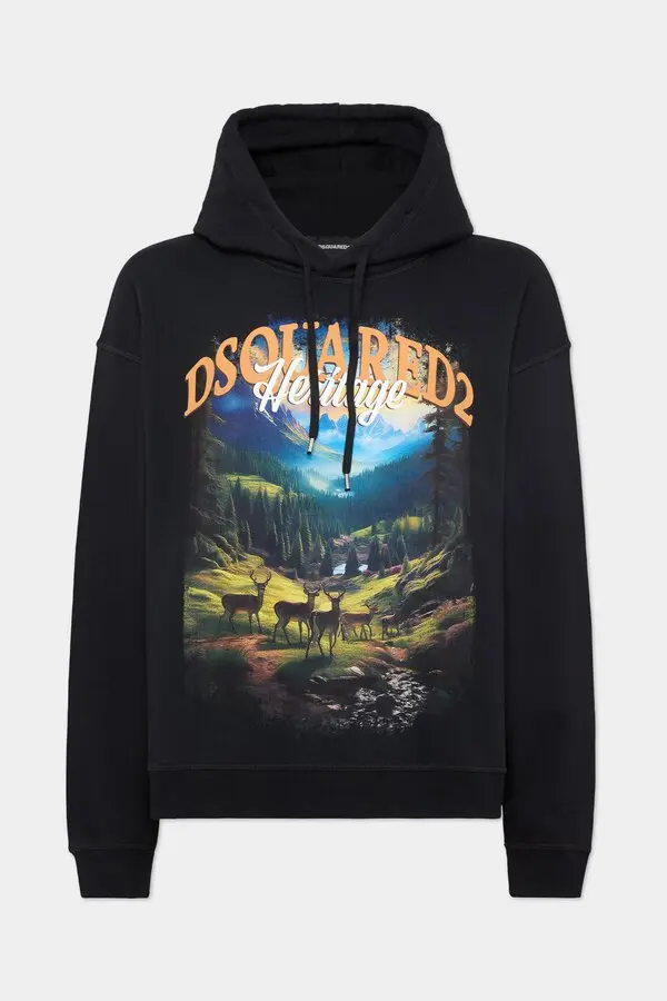 Dsquared2 Relaxed Fit Graphic Hoodie - Black