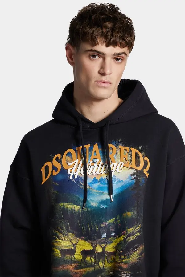 Dsquared2 Relaxed Fit Graphic Hoodie - Black