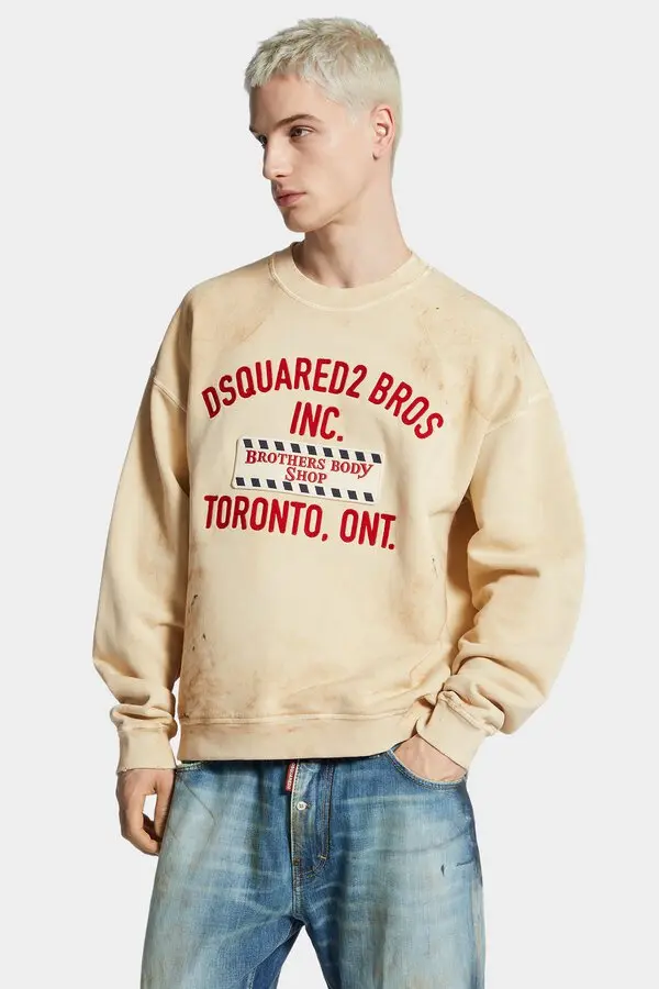 Dsquared2 Relaxed Fit Distressed Crewneck With Graphic Print