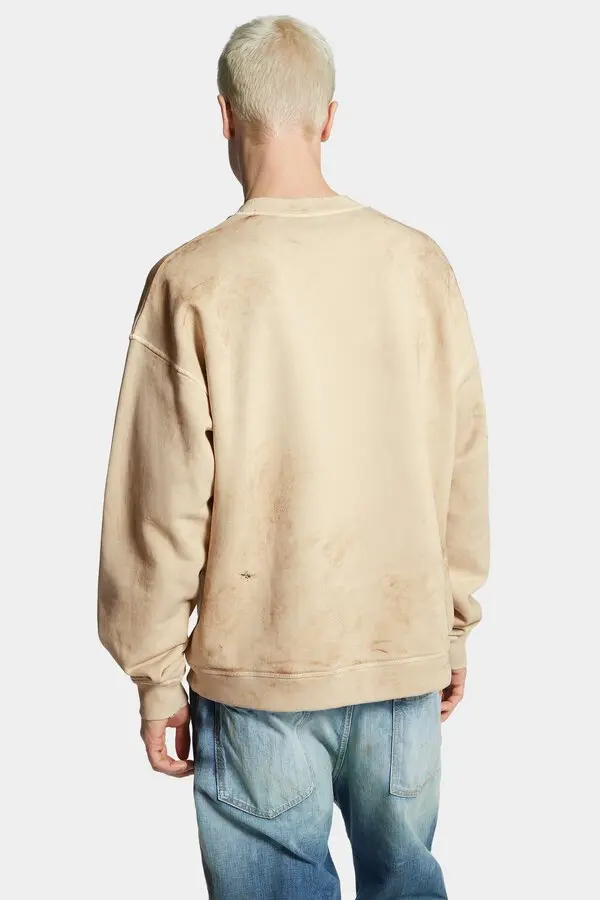 Dsquared2 Relaxed Fit Distressed Crewneck With Graphic Print