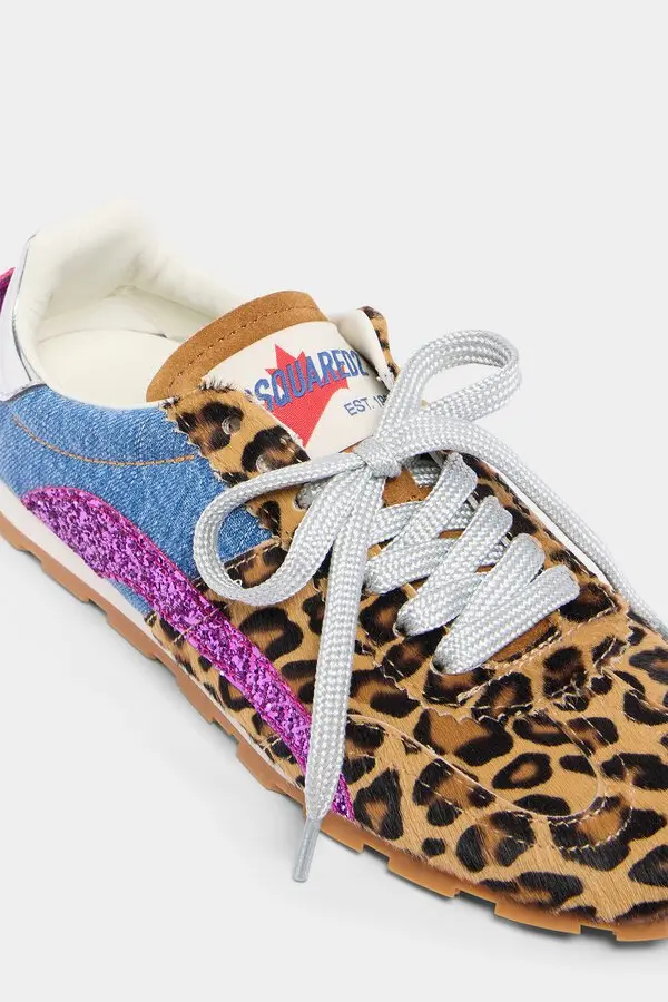 Dsquared2 Wild2" Print And Denim Lace-up Sneakers