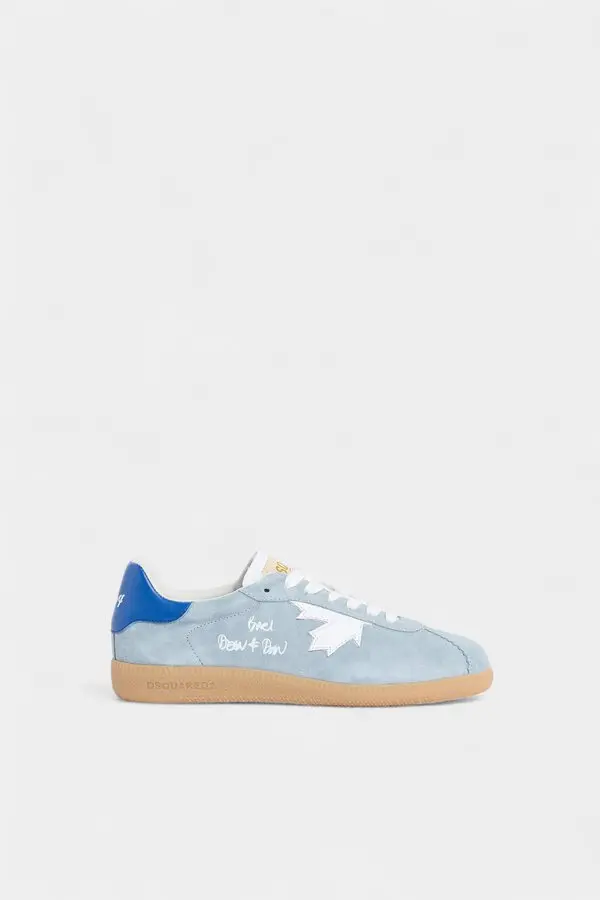 Dsquared2 Suede Sneakers With Maple Leaf Motif - Light Blue