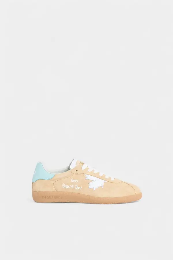 Dsquared2 Suede Sneakers With Maple Leaf Motif - Sand