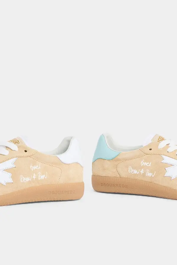 Dsquared2 Suede Sneakers With Maple Leaf Motif - Sand