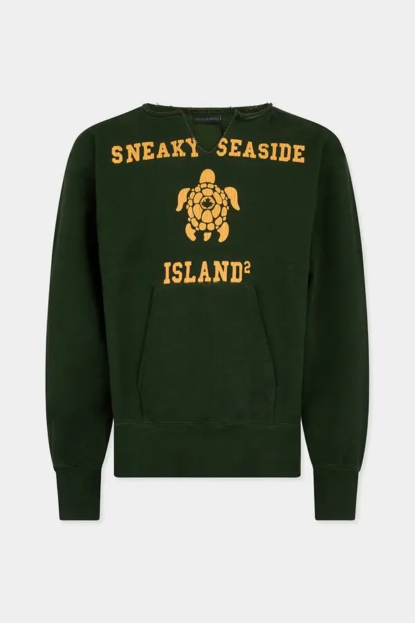 Dsquared2 Vintage Dyed Long & Lean Fit Crewneck - Green