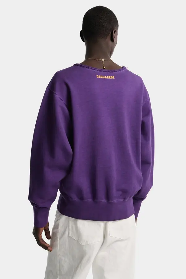 Dsquared2 Vintage Dyed Long & Lean Fit Crewneck Sweatshirt - Purple